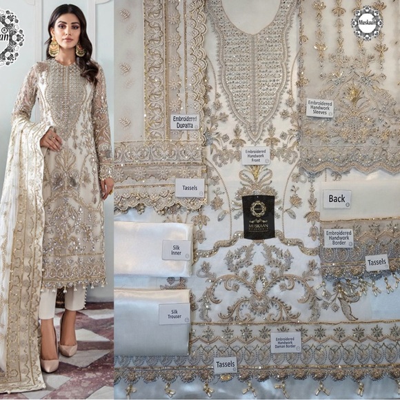 Muskaan | Kurtas | Pakistani Party Wear White Mera Suit By Muskaan ...